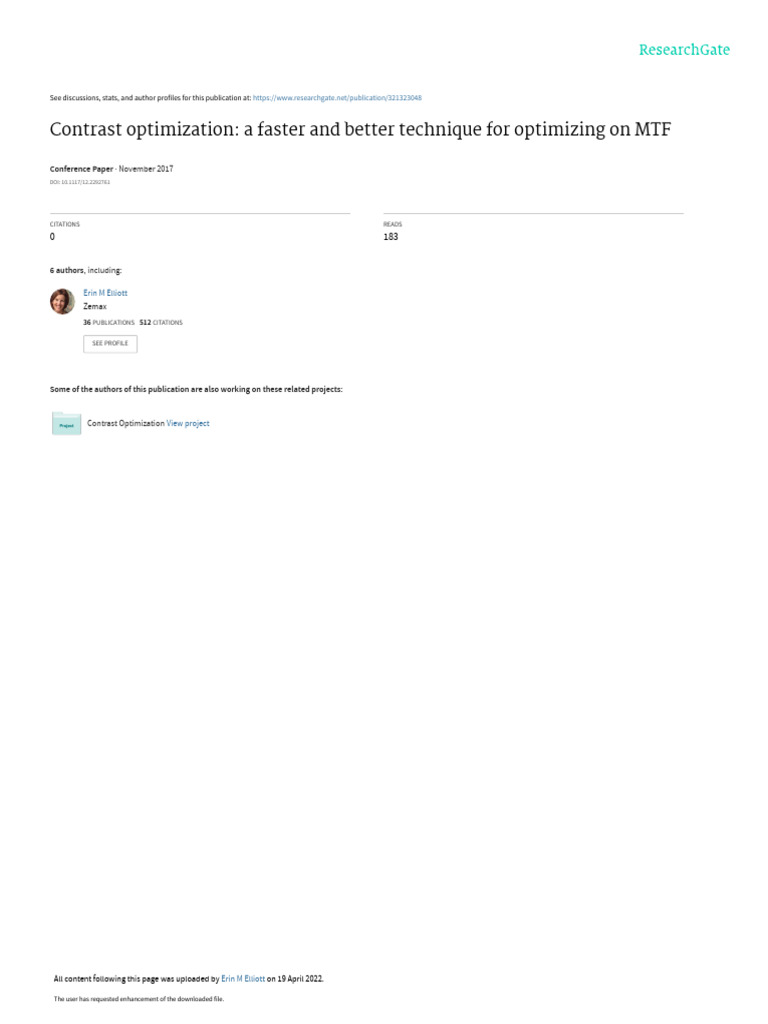 Contrast Optimization A Faster and Better Technique For Optimizing On MTF | PDF ...