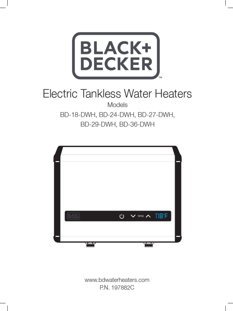 Electric Tankless Water Heaters: Models BD-18-DWH, BD-24-DWH, BD-27-DWH ...