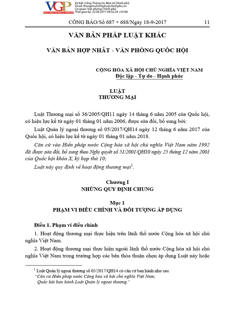 Bản Sao LUAT THUONG MAI 2005 SUA DOI, BO SUNG Copy 4 | PDF