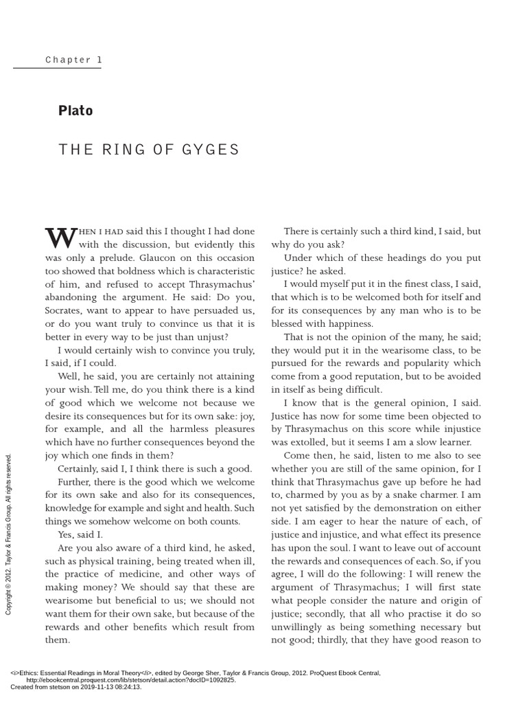 Plato The Ring of Gyges | PDF | Justice | Crime & Violence