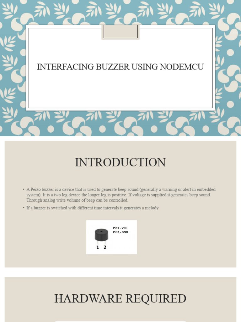 Interfacing Buzzer Using Nodemcu | PDF | Computers