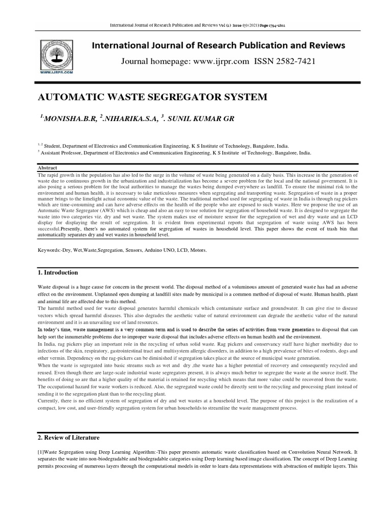 RP 2 | PDF | Arduino | Waste Management