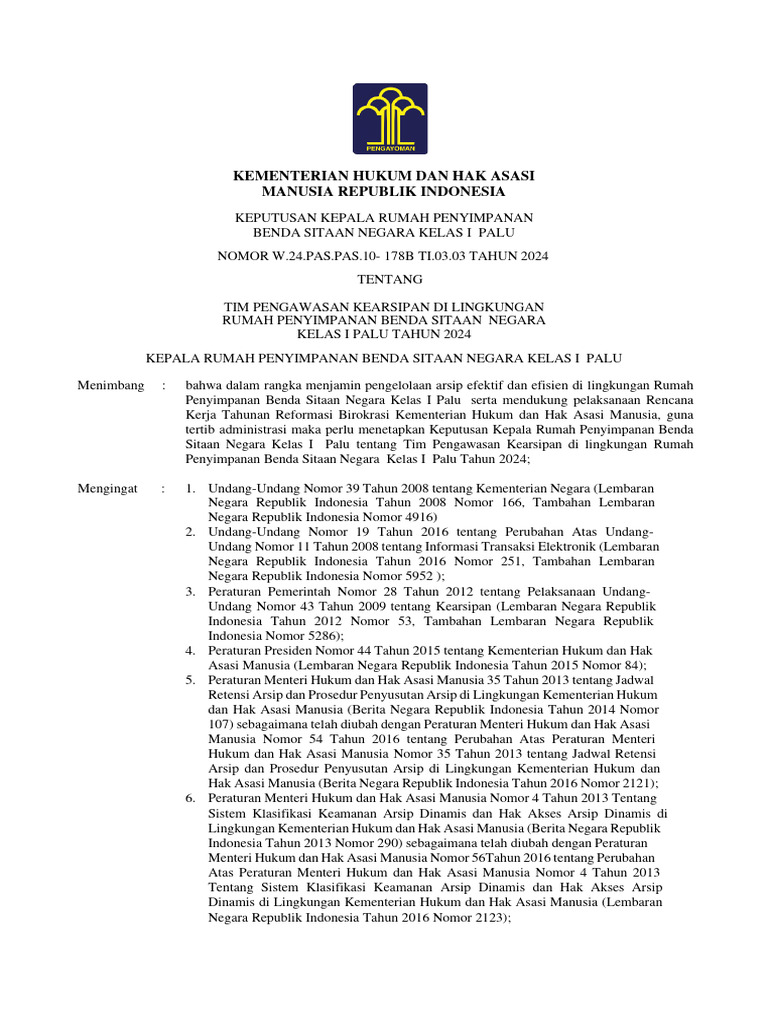 SK Tim Pengawasan Kearsipan | PDF