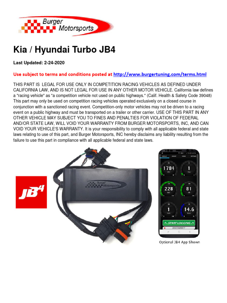 Kia/Hyundai JB4 Turbo Installation Guide | PDF | Electrical Connector ...