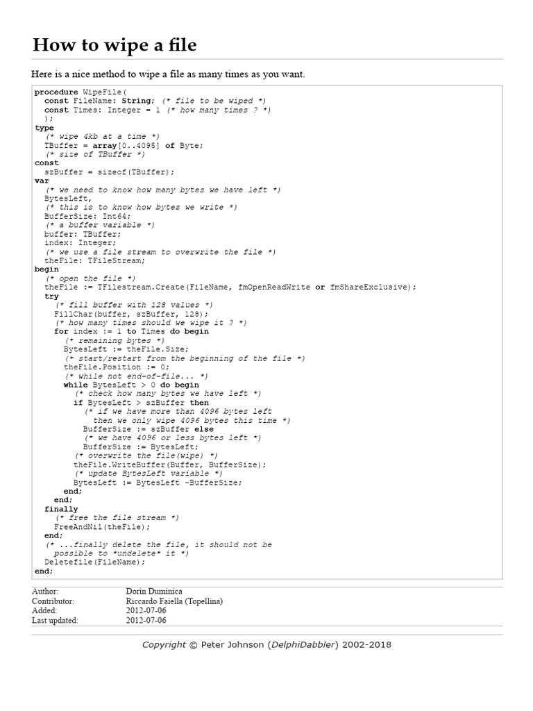 How to wipe a file | PDF