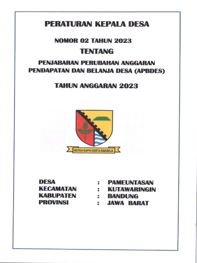 Pameuntasan Perkades 02 Penjabaran Perubahan Apbdes 2023 | PDF Pameuntasan Perkades 02 Penjabaran Perubahan Apbdes 2023 | PDF