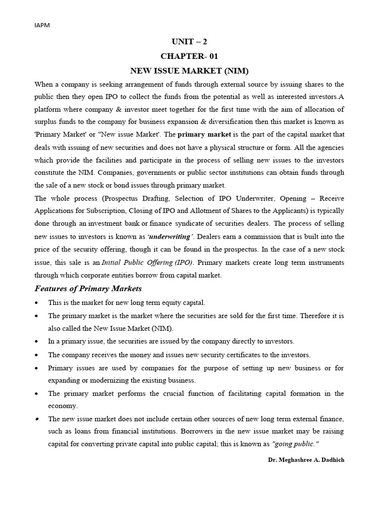 Iapm - Unit-2 & 3 (Mba-3) | PDF | Stocks | Securities (Finance)