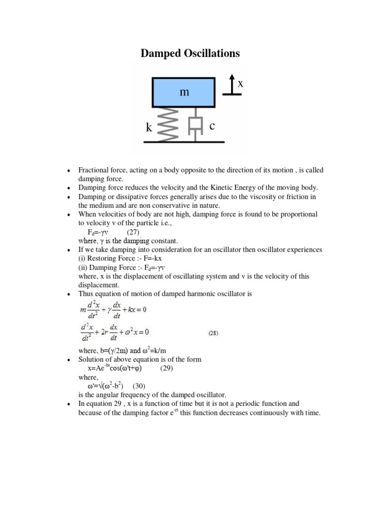 Damped Oscillations | PDF | Damping | Oscillation