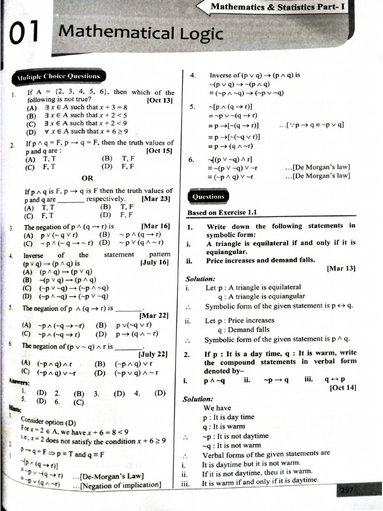 Mathematics &statistics Part-I | PDF