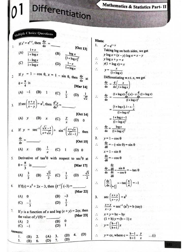 Mathematics And Statistics Part Ii Pdf