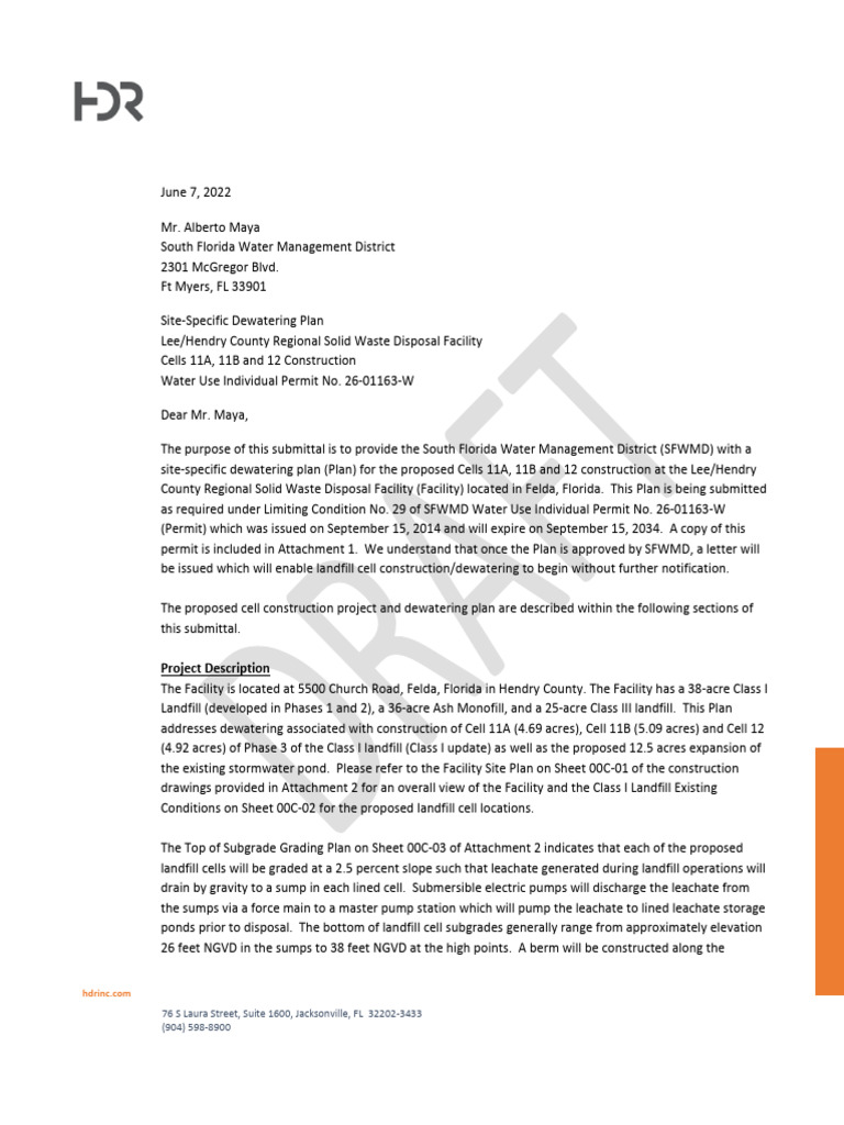 Add 6 - Attachment 1 - Draft Dewatering Plan | PDF | Groundwater | Water