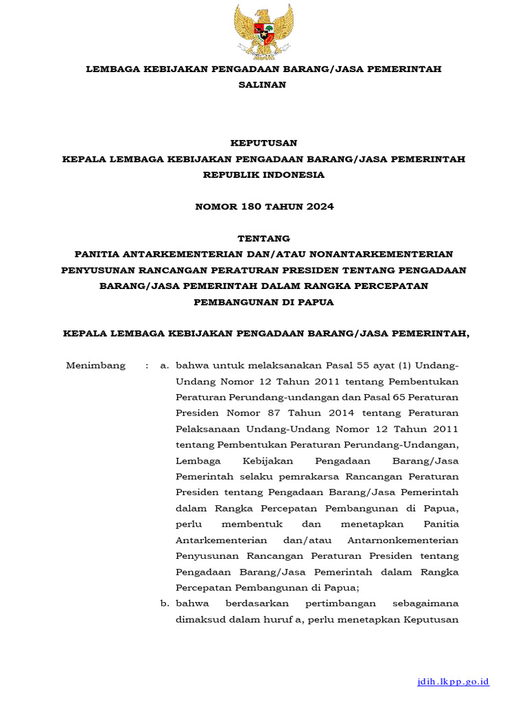 Keputusan Kepala Lkpp Nomor 180 Tahun 2024 2360 1 Pdf