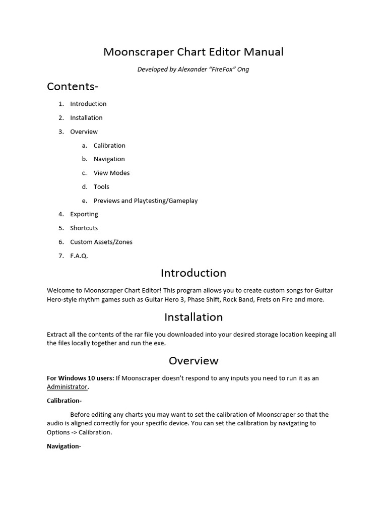Moonscraper Chart Editor Manual | PDF | Software | System Software