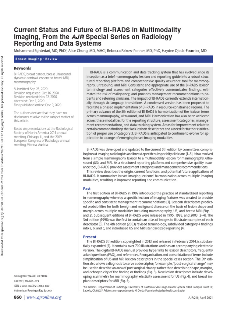 BIRADS | PDF | Mammography | Medical Imaging