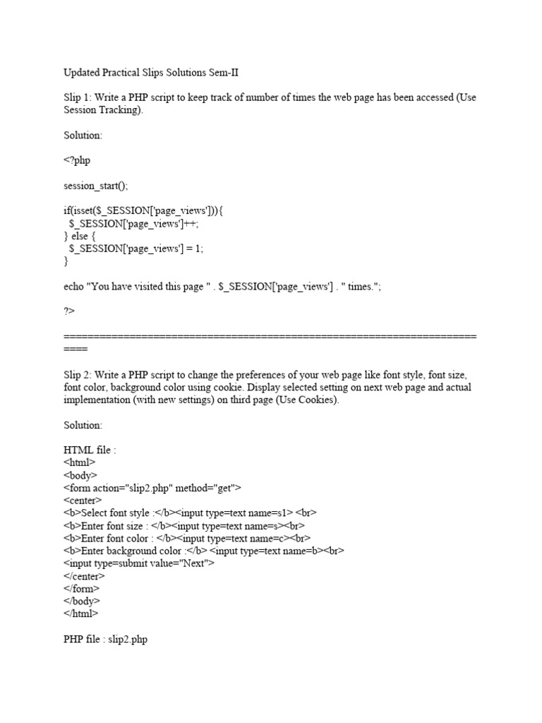 Updated Practical Slips Solutions Sem | PDF | World Wide Web | Internet ...