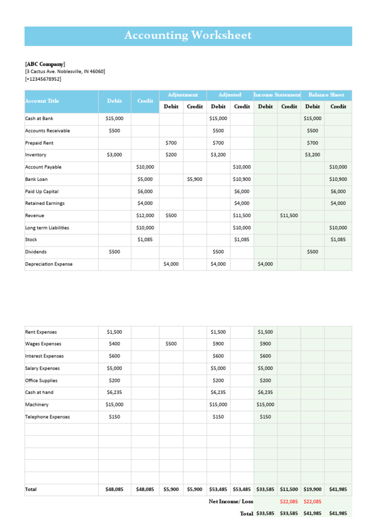 Accounting Worksheet (WWW - crafTI.pro) | Download Free PDF | Debits ...