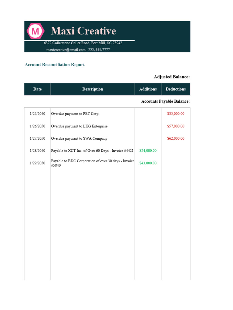 Account Reconciliation Report Template (WWW - crafTI.pro) | PDF ...