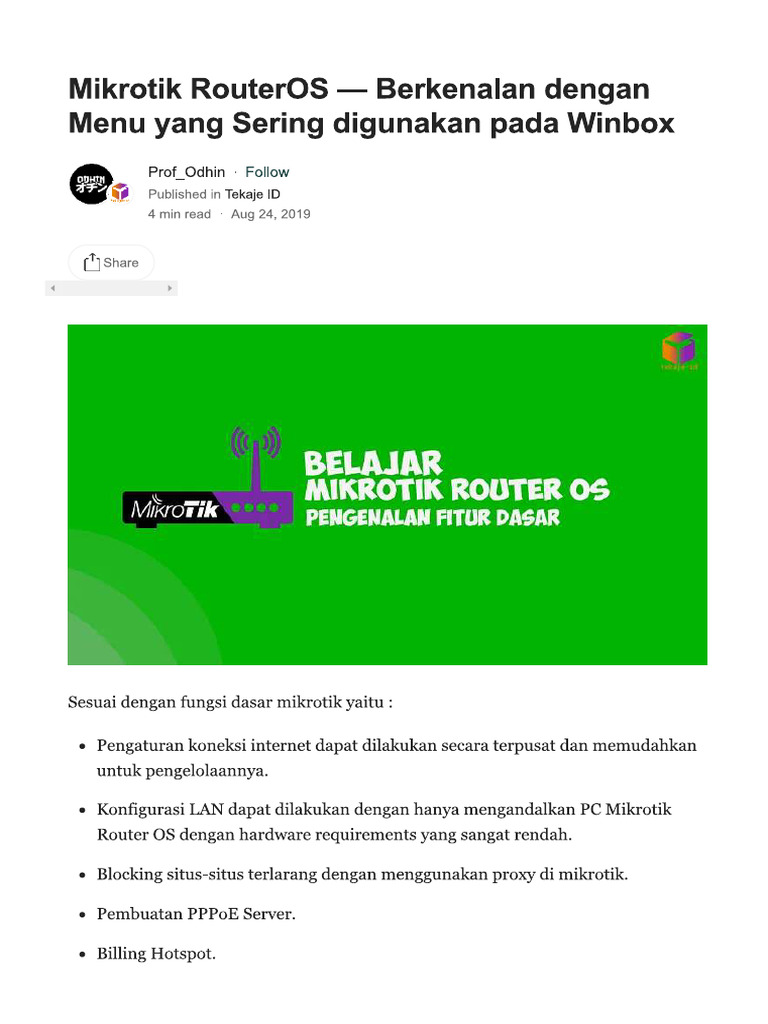 Berkenalan Dengan Mikrotik RouterOS | PDF