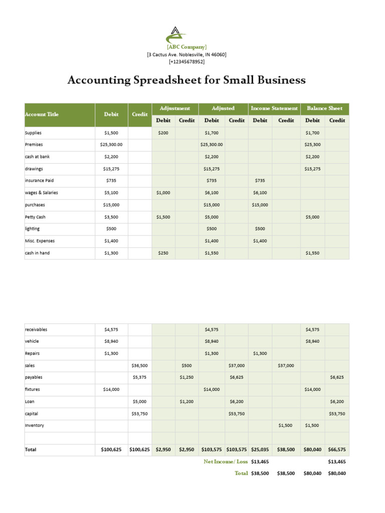 Accounting Spreadsheet Templates For Small Business (WWW - crafTI.pro ...