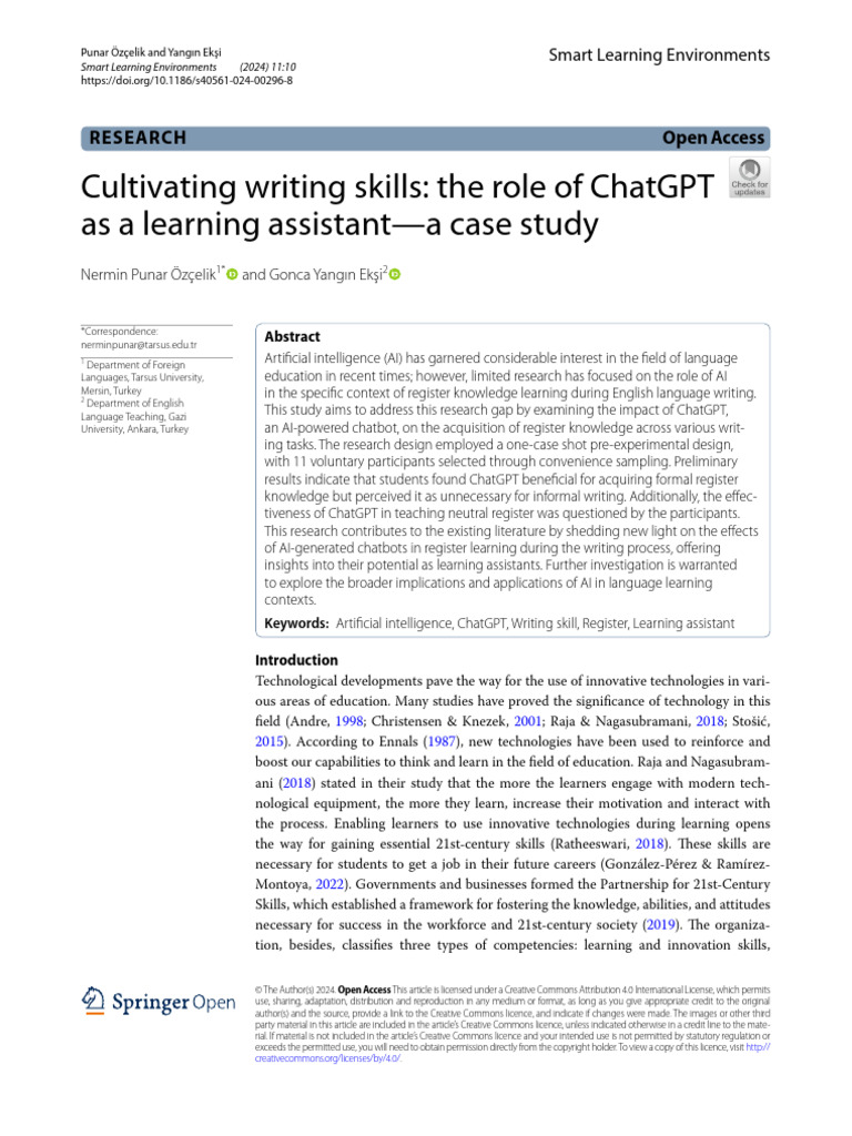The Role of ChatGPT As A Learning Assistant-A Case Study | PDF ...