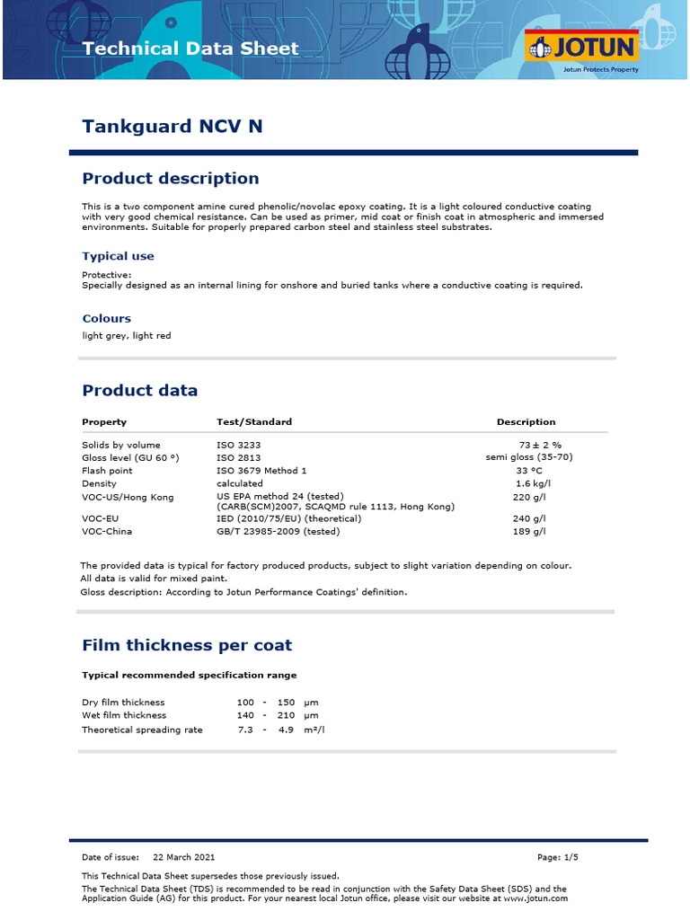 TDS 44902 Tankguard NCV N Euk GB | PDF | Abrasive | Coating