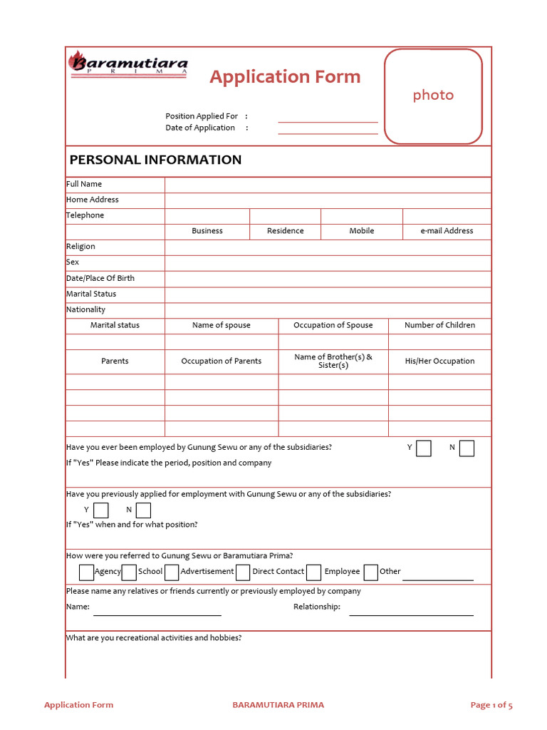 BMP Application Form | PDF
