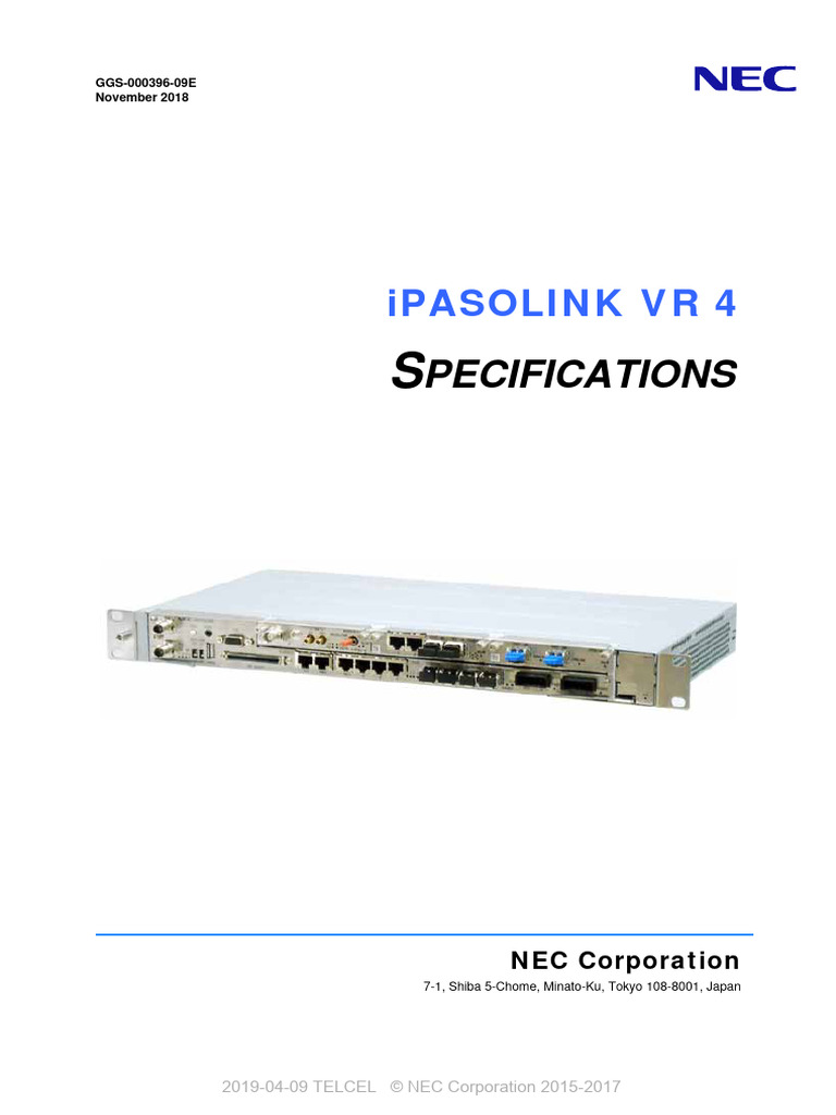 Ipaso vr4 06 GGS-000396-09E specifications-SS1901 | PDF | Electrical ...