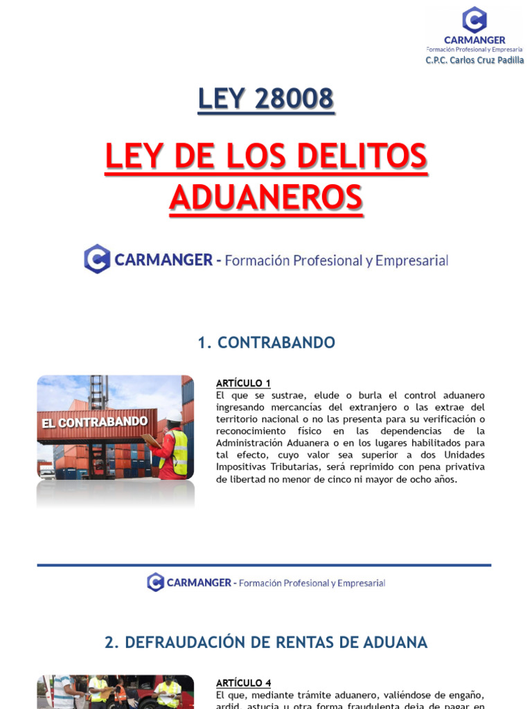 03.4 Ley de Los Delitos Aduaneros - Ley 28008 | PDF | aduana | Castigos