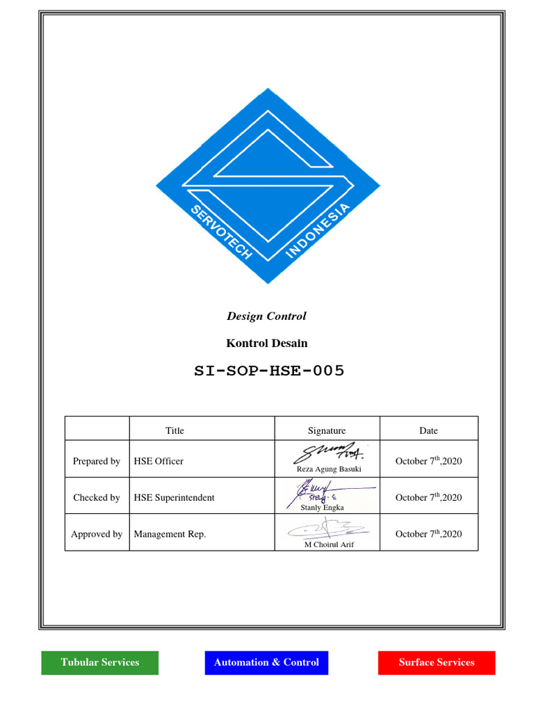 HSE SOP 005 Design Control | PDF