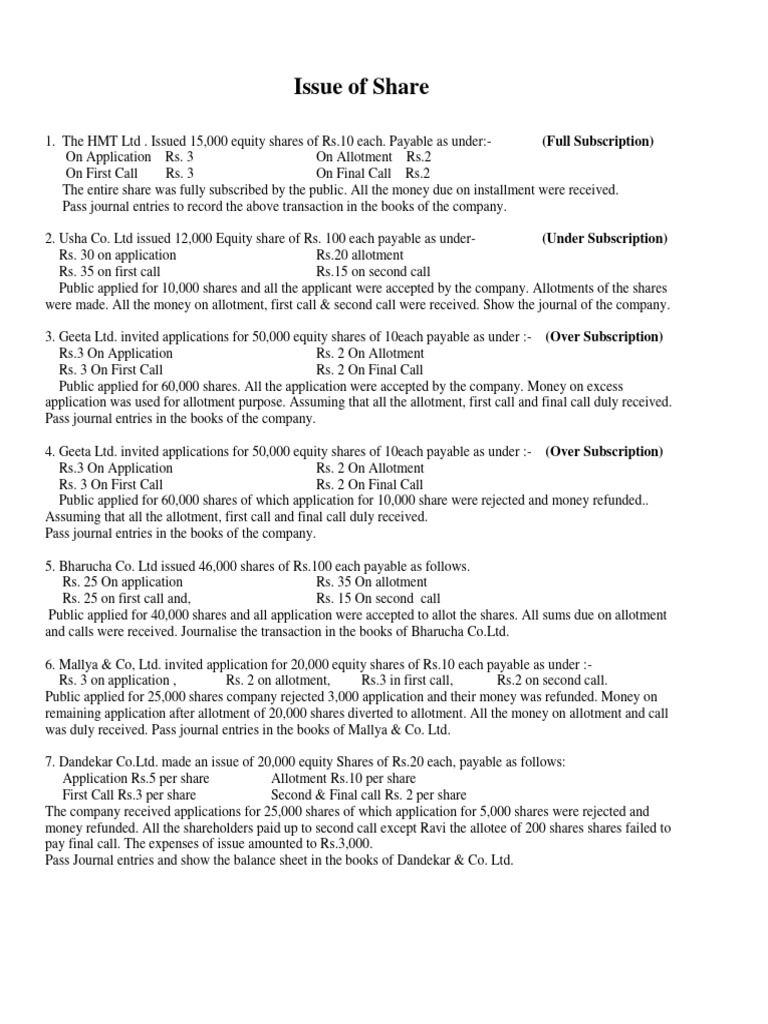 Issue of Shares | PDF | Share (Finance) | Equity (Finance)