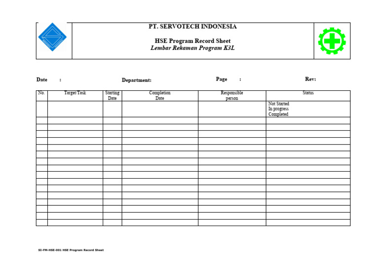 HSE Program Record Sheet | PDF