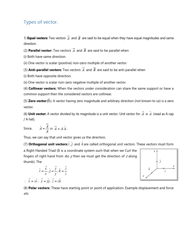 Types of Vectors Explained | PDF | Euclidean Vector | Rotation