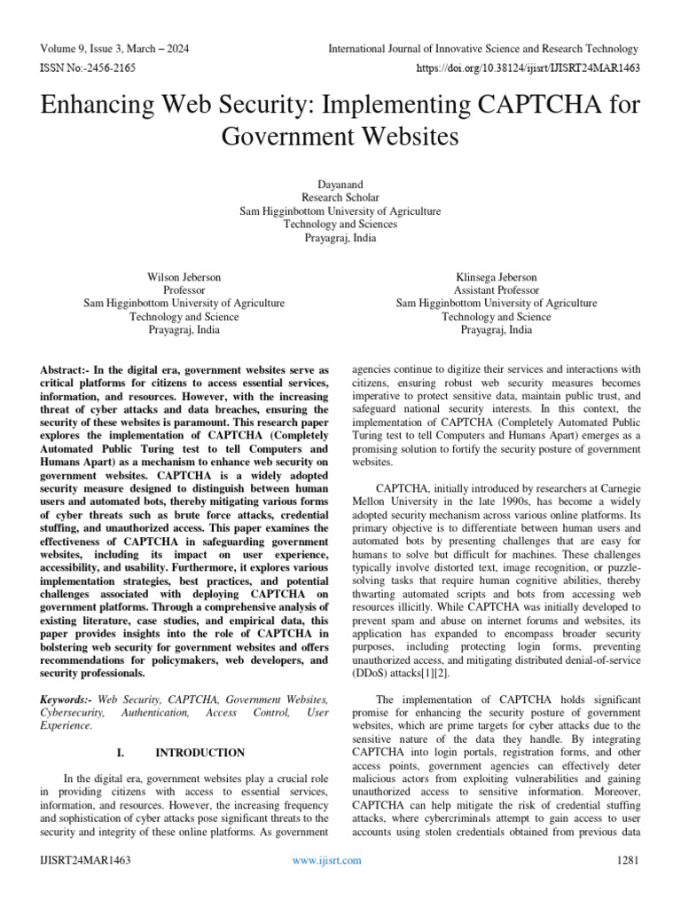Enhancing Web Security: Implementing CAPTCHA For Government Websites ...