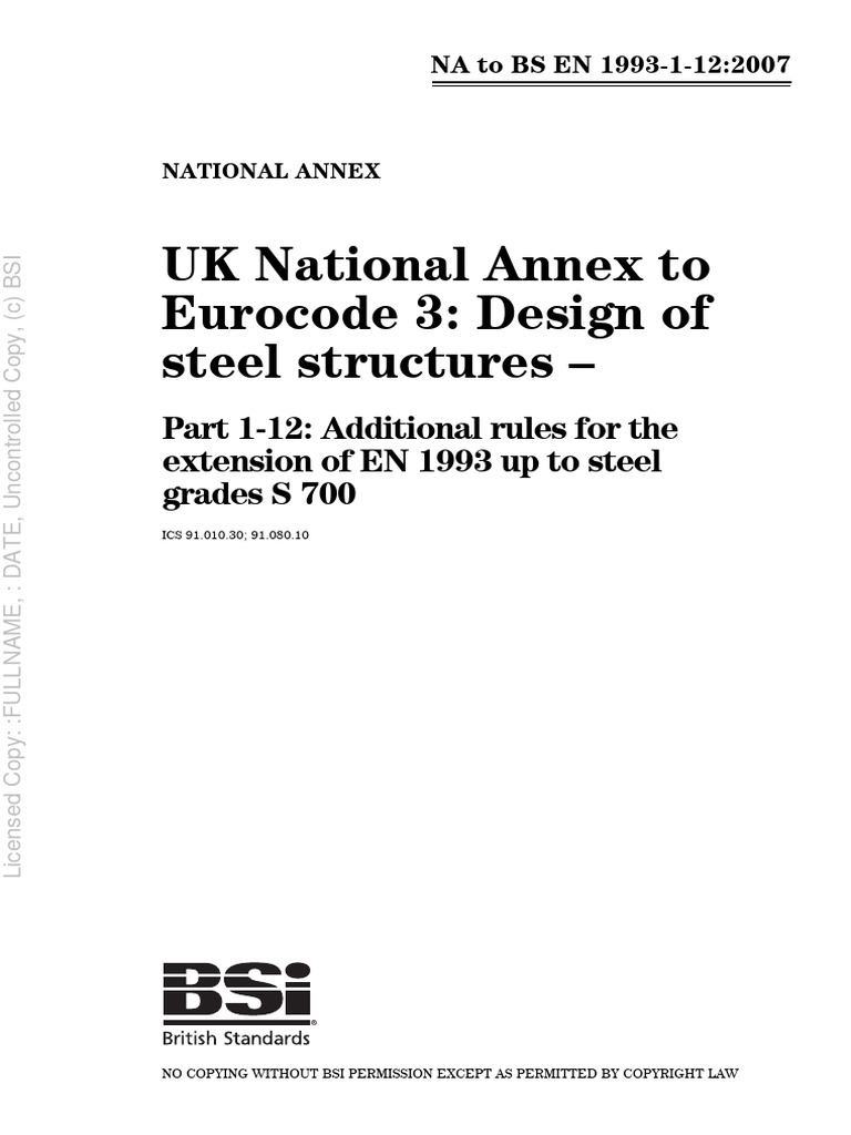 NA To BS EN 1993-1-12 - 2007 | PDF | Copyright