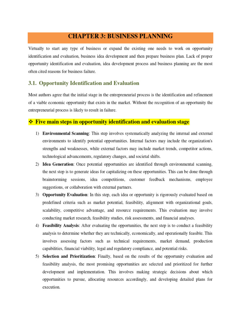 Entrepreneurship CHAPTER 3 | PDF | Business Plan | Feasibility Study