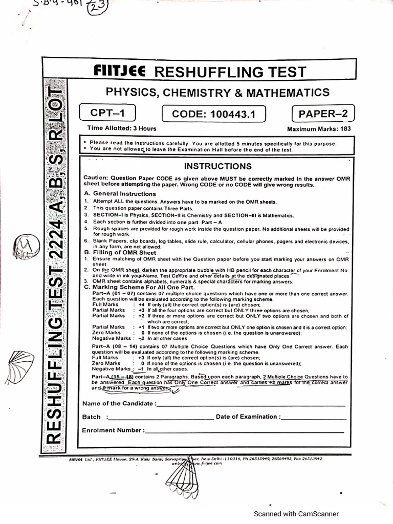 Reshuffling Test 1 (Phase-1) Paper-2 | PDF