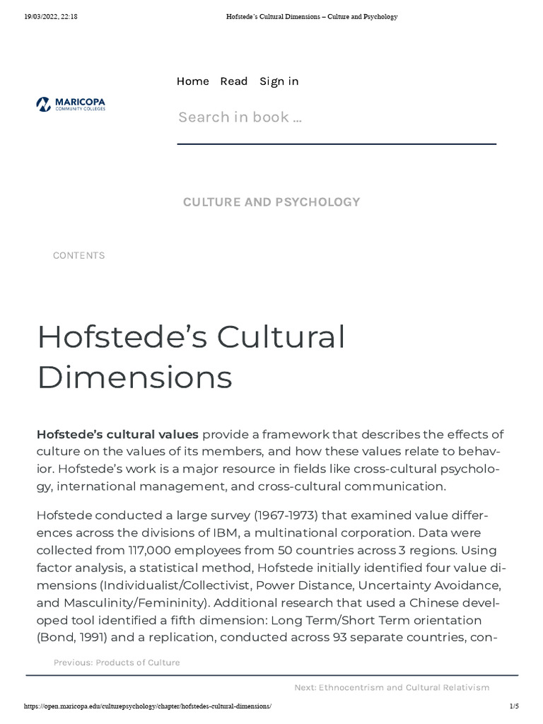 Hofstede's Cultural Dimensions Explained | PDF | Social Psychology ...