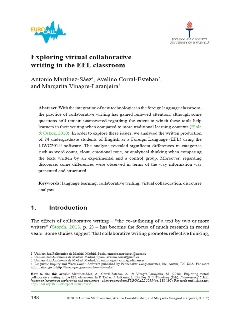 Exploring Virtual Collaborative Writing | PDF | Books | Fluency