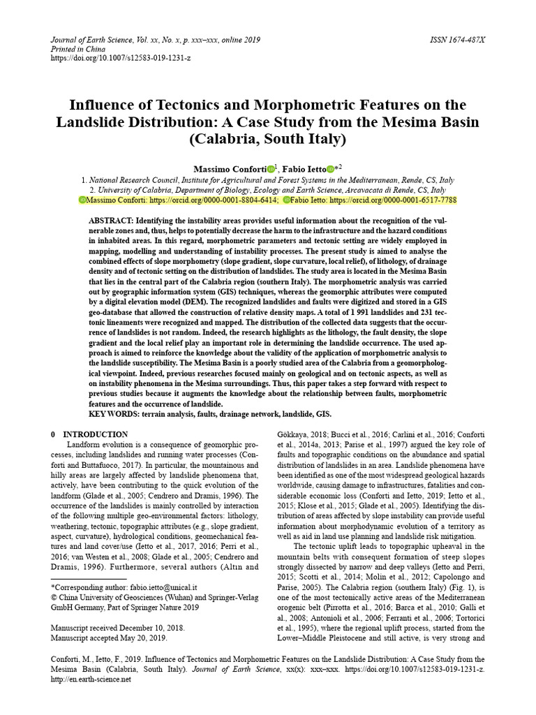 Influence of Tectonics and Morphometric Features On The Landslide ...