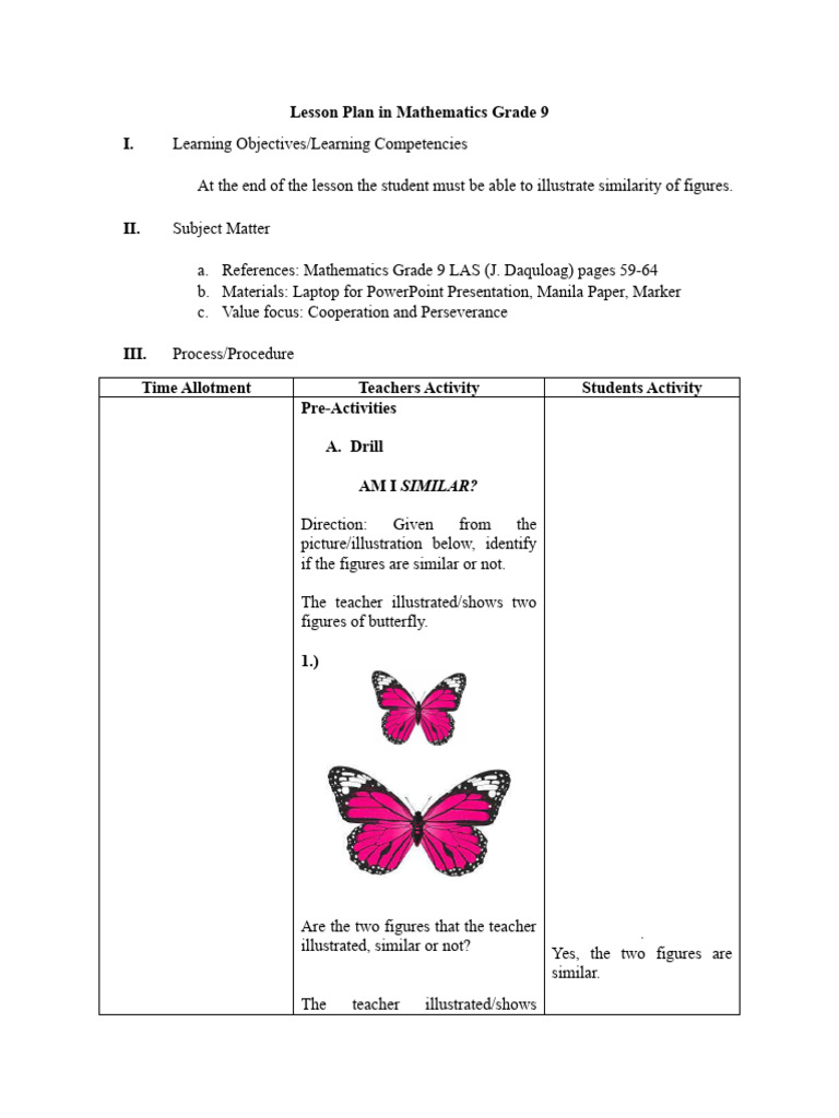 Lesson Plan in Mathematics Grade 9 | PDF | Language Arts & Discipline