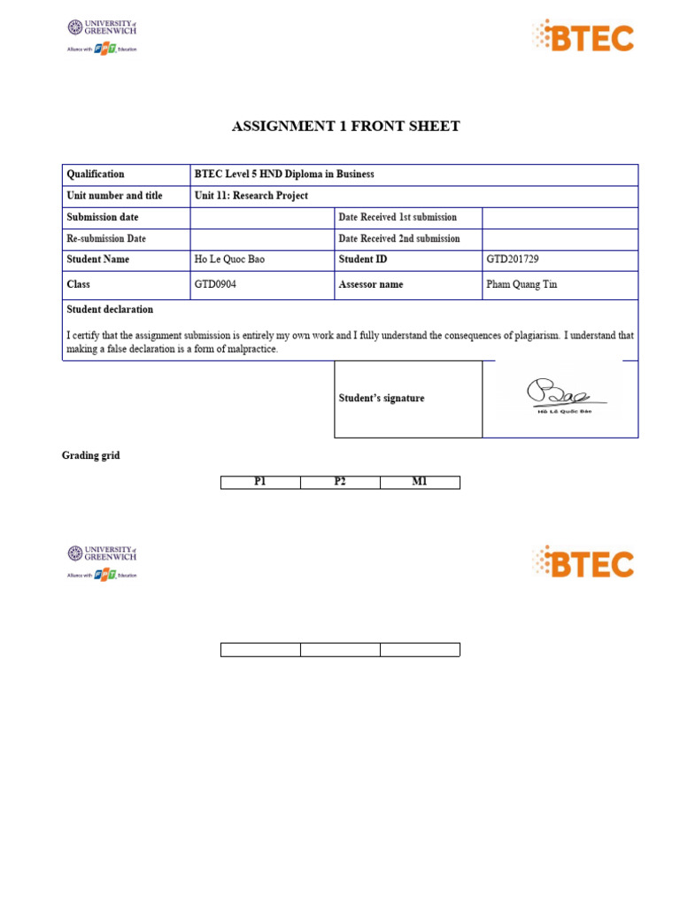 522 - Assignment 1 Frontsheet - Redo | PDF