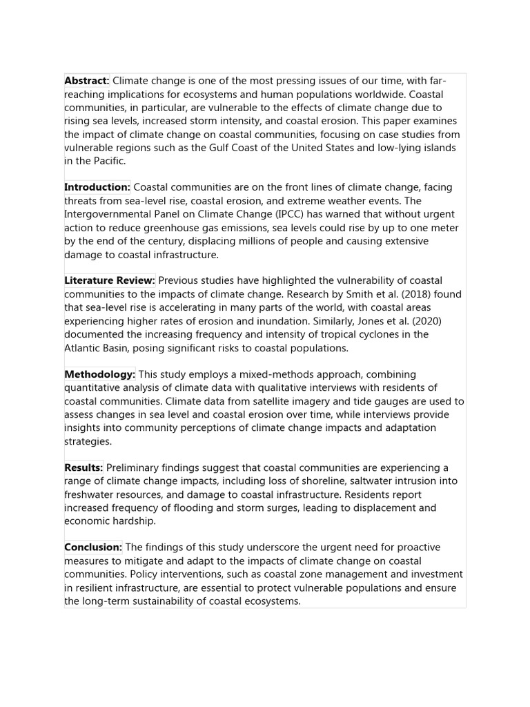 Impact of Climate Change on Coastal Communities | PDF | Climate Change ...