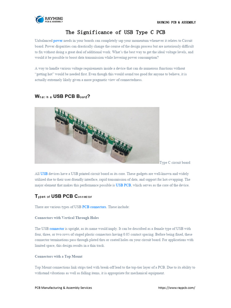The Significance of USB Type C PCB | PDF | Electrical Connector | Usb