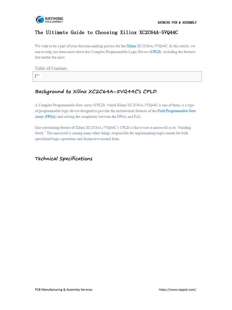 The Ultimate Guide To Choosing Xilinx XC2C64A-5VQ44C | PDF | Field ...