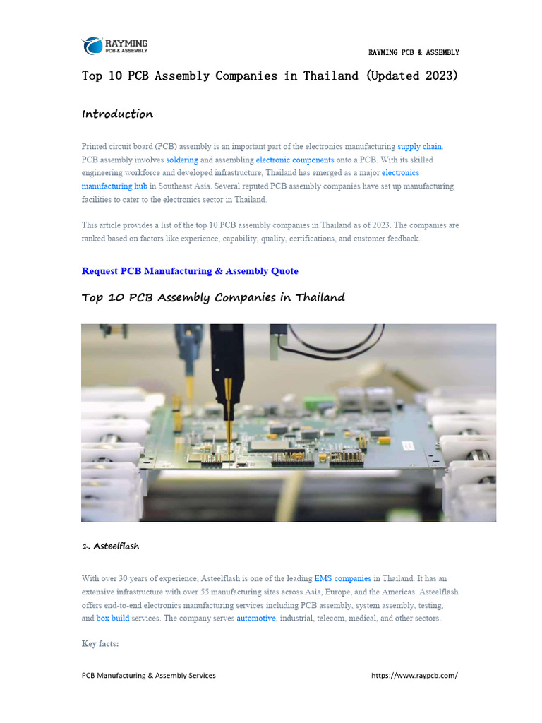 Top PCB Assembly Companies in Thailand | PDF | Printed Circuit Board ...