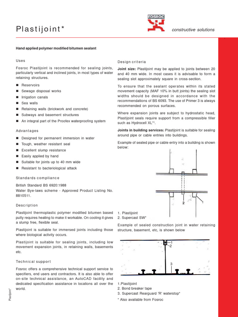 Plastijoint | PDF | Water | Concrete