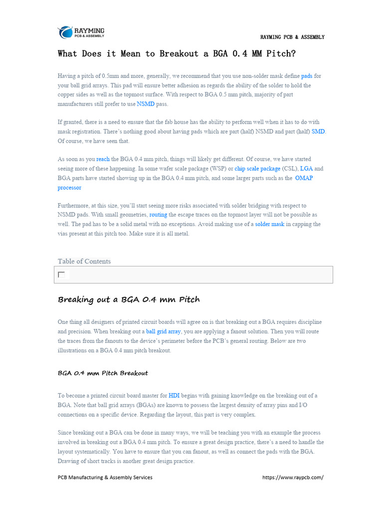 What Does It Mean To Breakout A BGA 0.4 MM Pitch | PDF