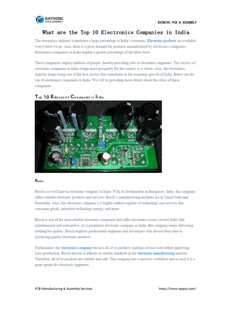 What Are The Top 10 Electronics Companies in India | PDF