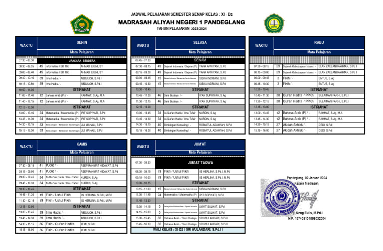 Jadwal Kelas Xi-Agm-2-1 | PDF
