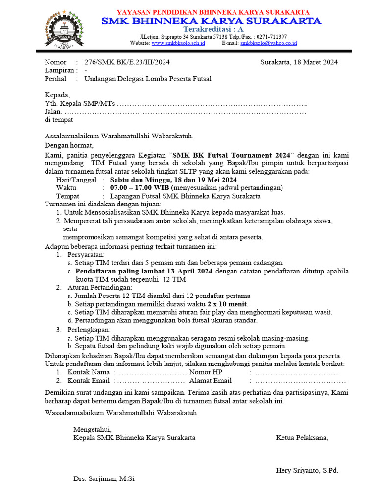 Undangan Futsal 2024 | PDF